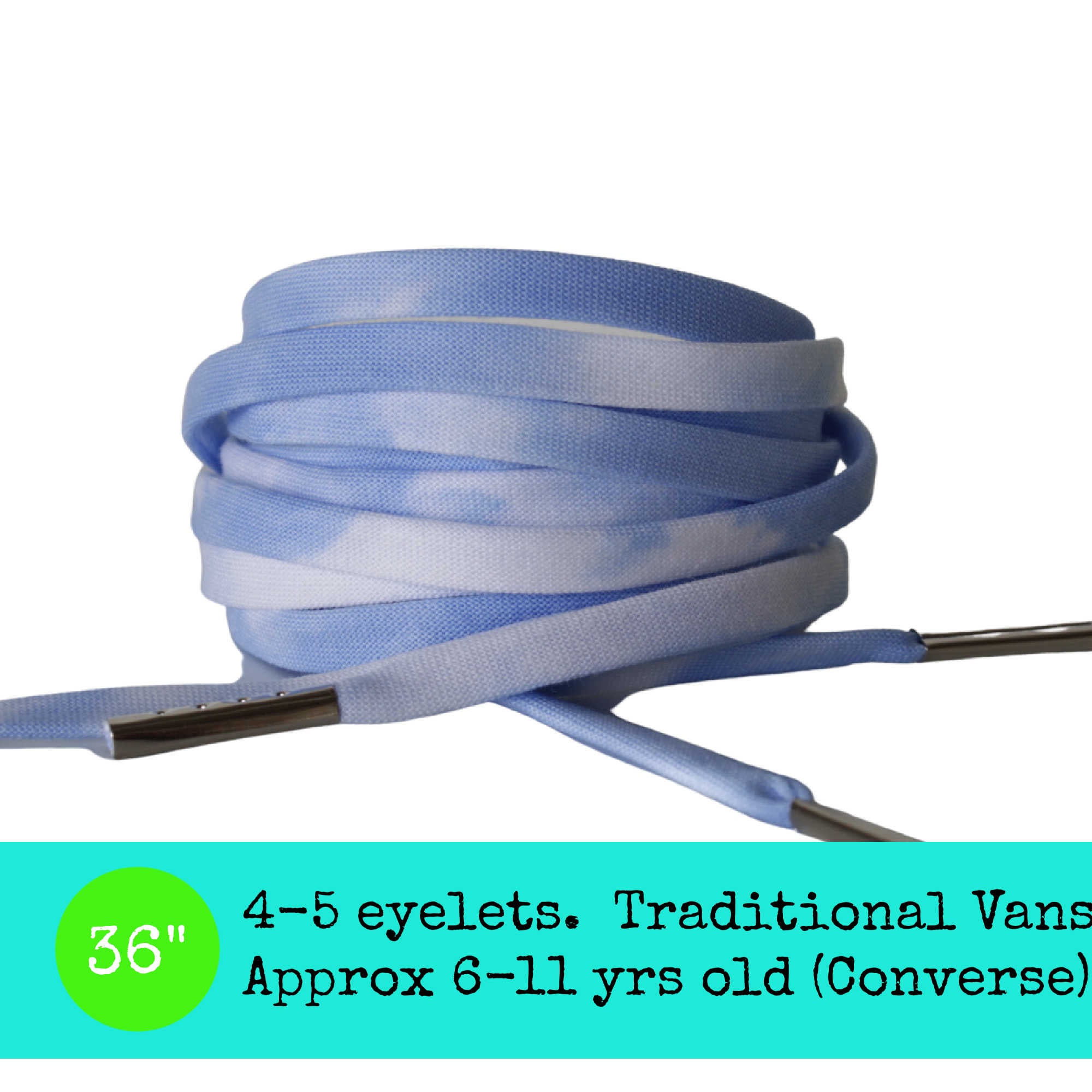 Blue Ombre Shoelaces | Metal Tipped Shoe Strings - Cute Laces
