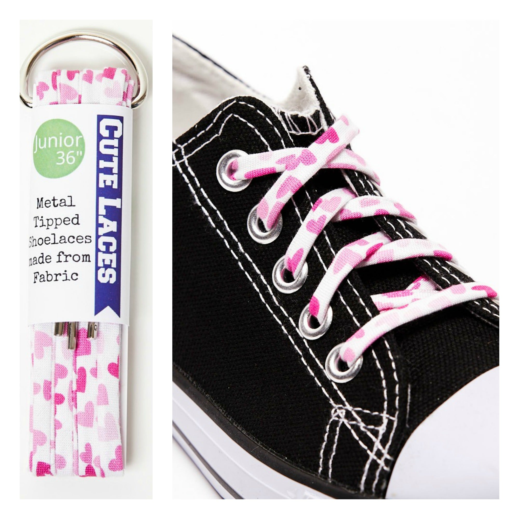 Shoelaces covered in Pink Hearts - I Love your Shoe Laces - Cute Laces